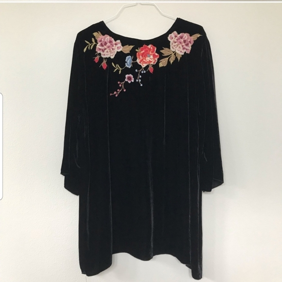 Johnny Was | Tops | Johnny Was Velvet Embroidered Tunic | Poshmark